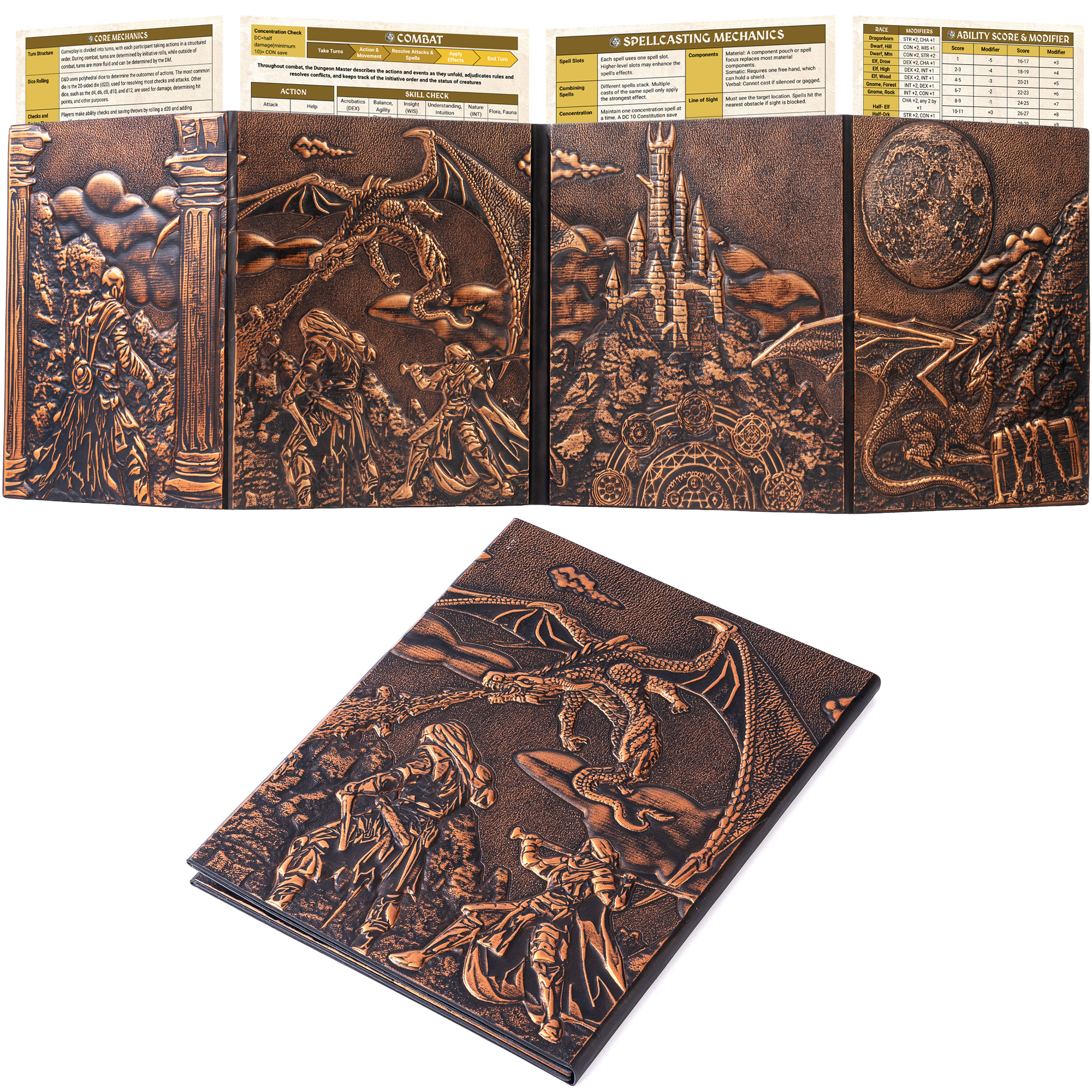 3D DM Screen with 4 Wider Panels - Dungeon Master Screen with DM sheet ...