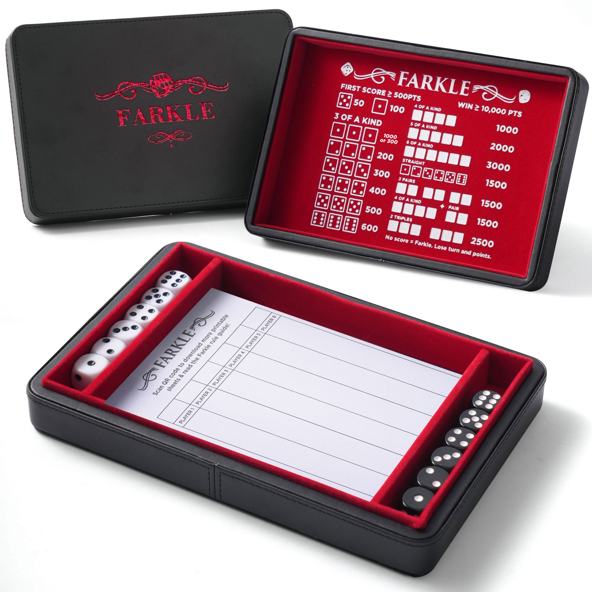Deluxe Farkle Dice Tray and Storage - Elegant Faux Leather Travel Case ...