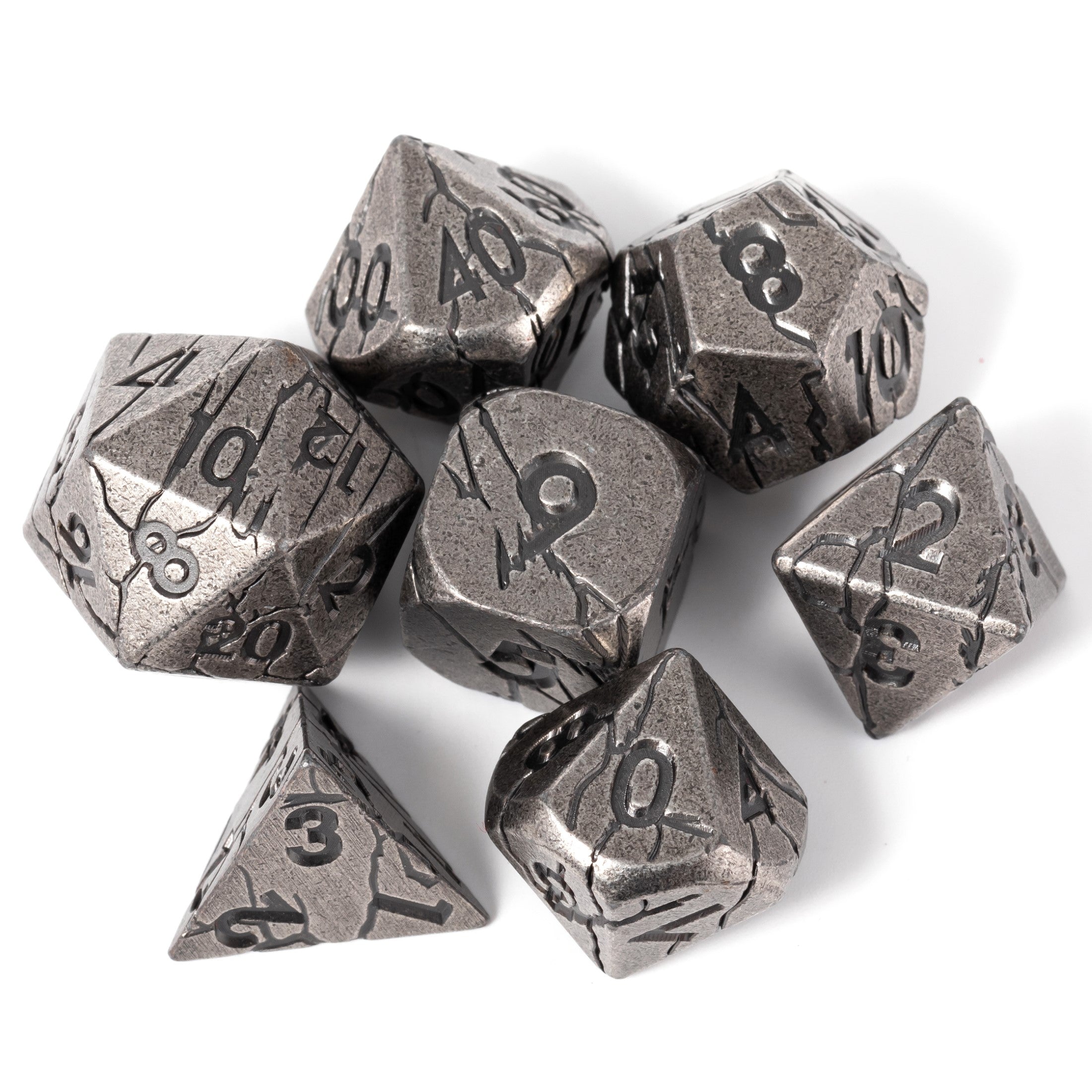 Ancient Cracked Iron Ruin Metal Dice Set – Soar Forge